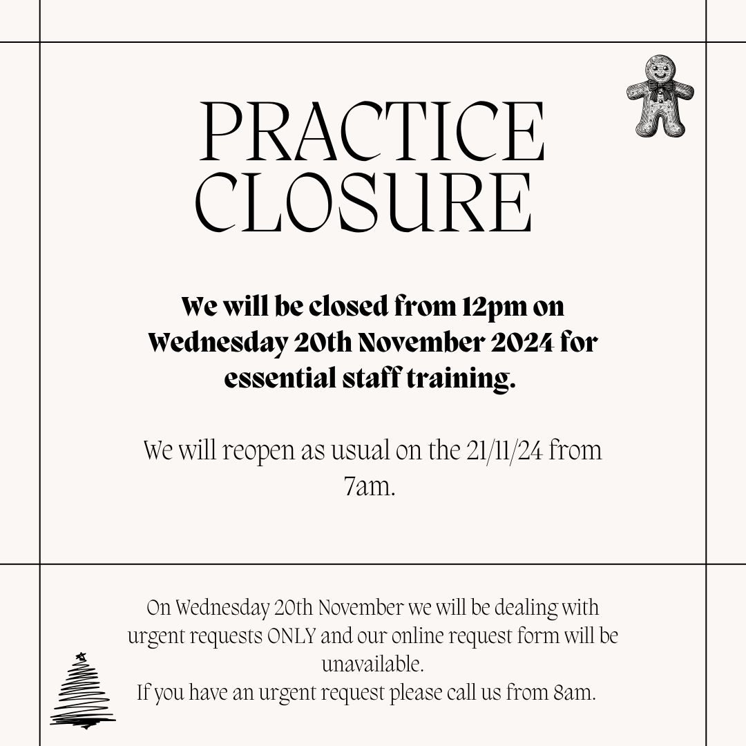 Half day closure – 20/11/2024 – The Didsbury Medical Centre